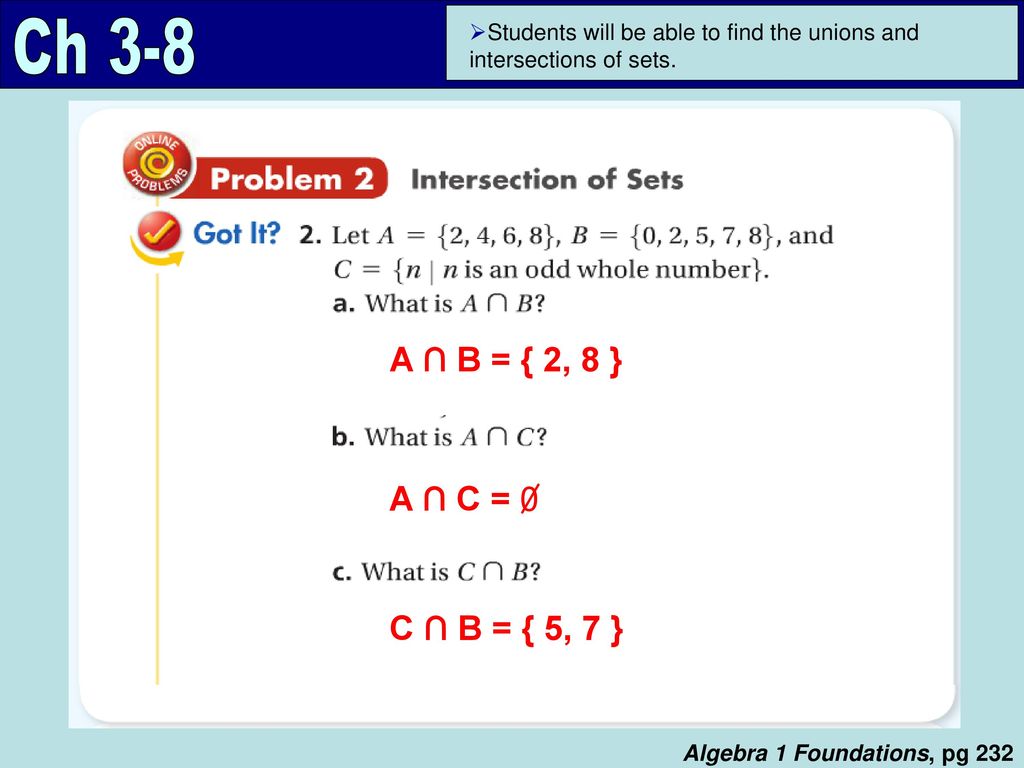 Unions and Intersections of Sets - ppt download Unions and Intersections of Sets - ppt download